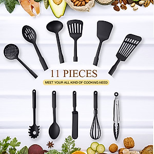 Kitchen Utensils Set of 11 Pcs, Nylon Utensils Set, Non-Stick Cooking Utensils Set 410°F Heat Resistant, Kitchen Gadgets Accessories Tools for Cookware (BPA Free)