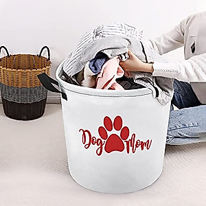 Dog Mom Large Laundry Basket Hamper Bag Washing with Handles for College Dorm Portable