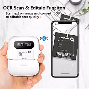 BUTIYOU P50 Thermal Label Maker with Tape,Wireless Bluetooth Label Printer for Barcode, Address,Clothing,Small Business,Home,Portable Sticker Maker Compatible with iOS & Android