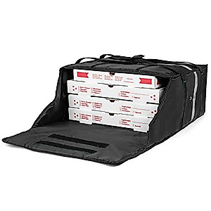 Homevative Insulated Pizza & Food Delivery Bag, fits 4 Large Pizzas or Trays, 20" x 20" x 8", Black