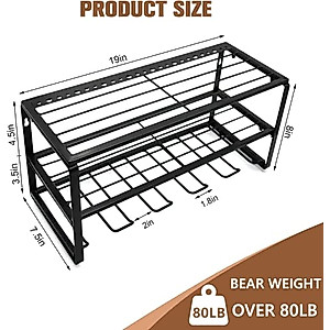 Bothixi Power Tool Organizer, Black Garage Tool Organizer Wall Mount, Drill Holder Tool Storage Rack for 5 cordless Drill Holders,Utility Rack with Hooks, Men Father's Day Gifts