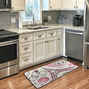 Paris Eiffel Tower FranceKitchen Rugs France Bicycle BalloonKitchen Floor Mats Bath Rug Non Slip Doormat Carpet Area Rugs for Entryway Bedroom Living Room Home Decor 39 X 20 Inch