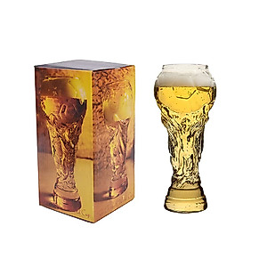 xiadanle World Cup Beer Mug Creative 450ml Beer Cup 15.2oz Borosilicate Glass Goblet Suitable for Football Party Bar Restaurant