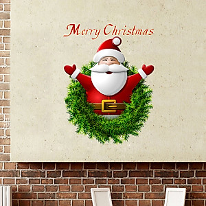 2 Pcs Christmas Windows Stickers Wall Stickers, 3D Santa Claus Merry Christmas Decoration Removable Wall Sticker Festive Children Decor Holiday Door Window Decoration