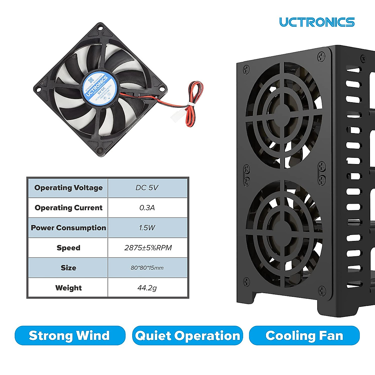 UCTRONICS for Raspberry Pi Cluster, Metal Rack Case with Protection Shield, 4 Removable Layers and 2 Cooling Fans, Support Raspberry Pi 4B, 3B+/3B and Other B Models, Optional 2.5" SSD Mounting Plate