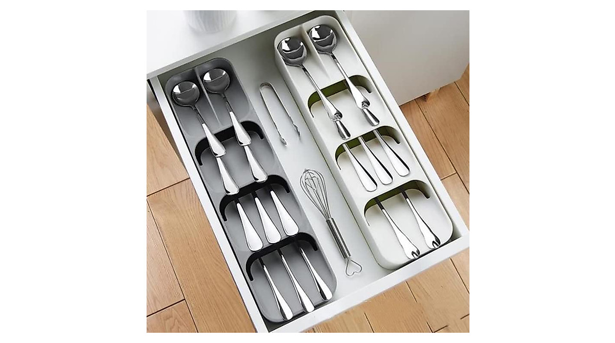 Compact Cutlery Organizer - Space-Saving Silverware Tray