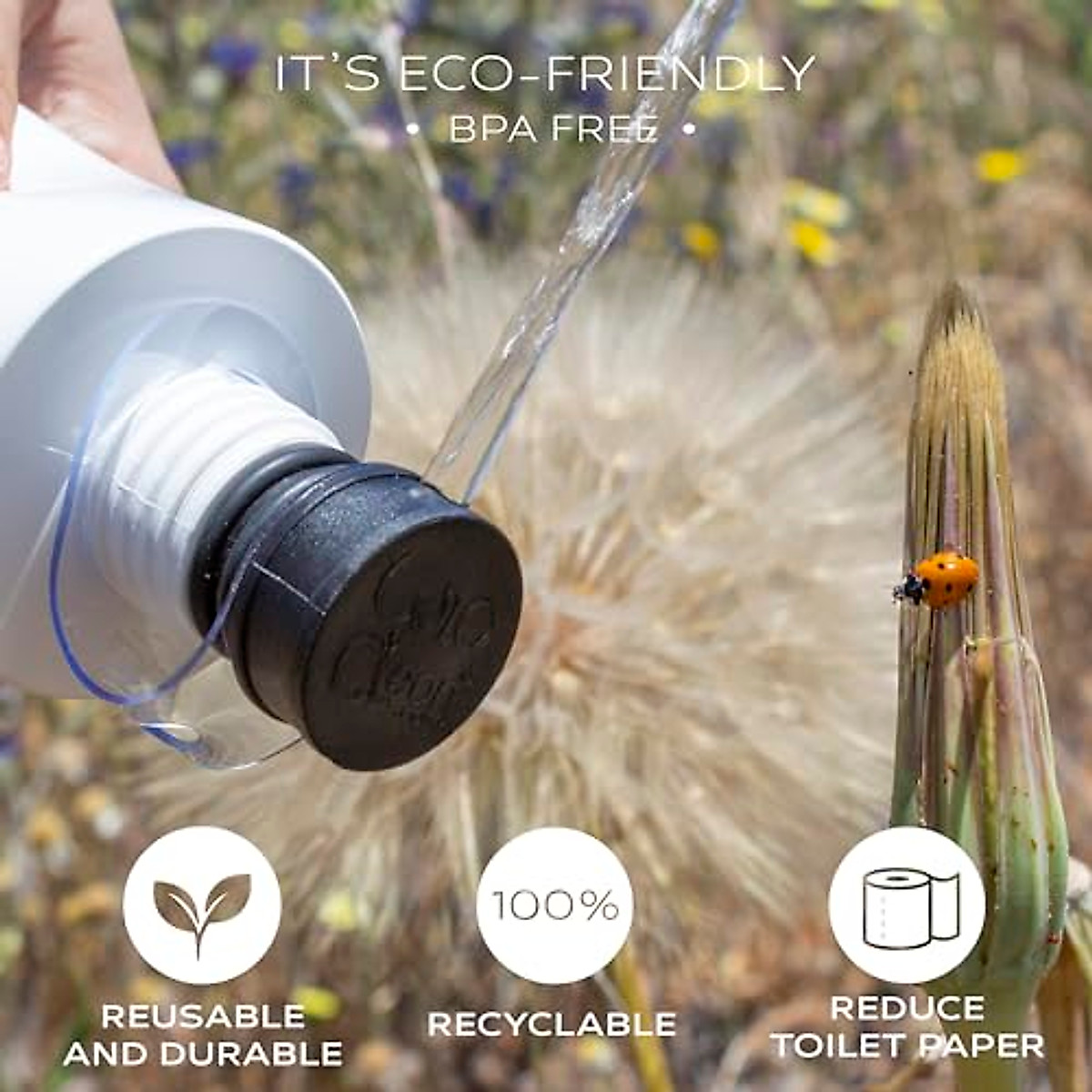 CuloClean 2pcs Portable Bidet with Silent Bottle (330ml). Ideal for Toilet, Travel, Hiking or Camping. Ultralight (48g, 1,7 oz). (CuloClean+Bottle, 2pcs Black)