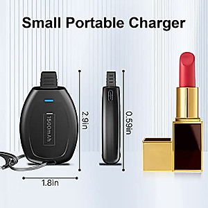 Keychain Portable Charger for iPhone, 1500mAh Ultra-Compact Small Portable Power Emergency Pod Mini Phone Power Bank, Fast Charging Key Ring Cell Phone Charger for iPhone 14/13/12, Airpods and More
