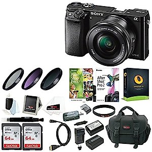 Sony Alpha a6100 APS-C Mirrorless Interchangeable-Lens Camera with 16-50mm Lens (Black) Bundle