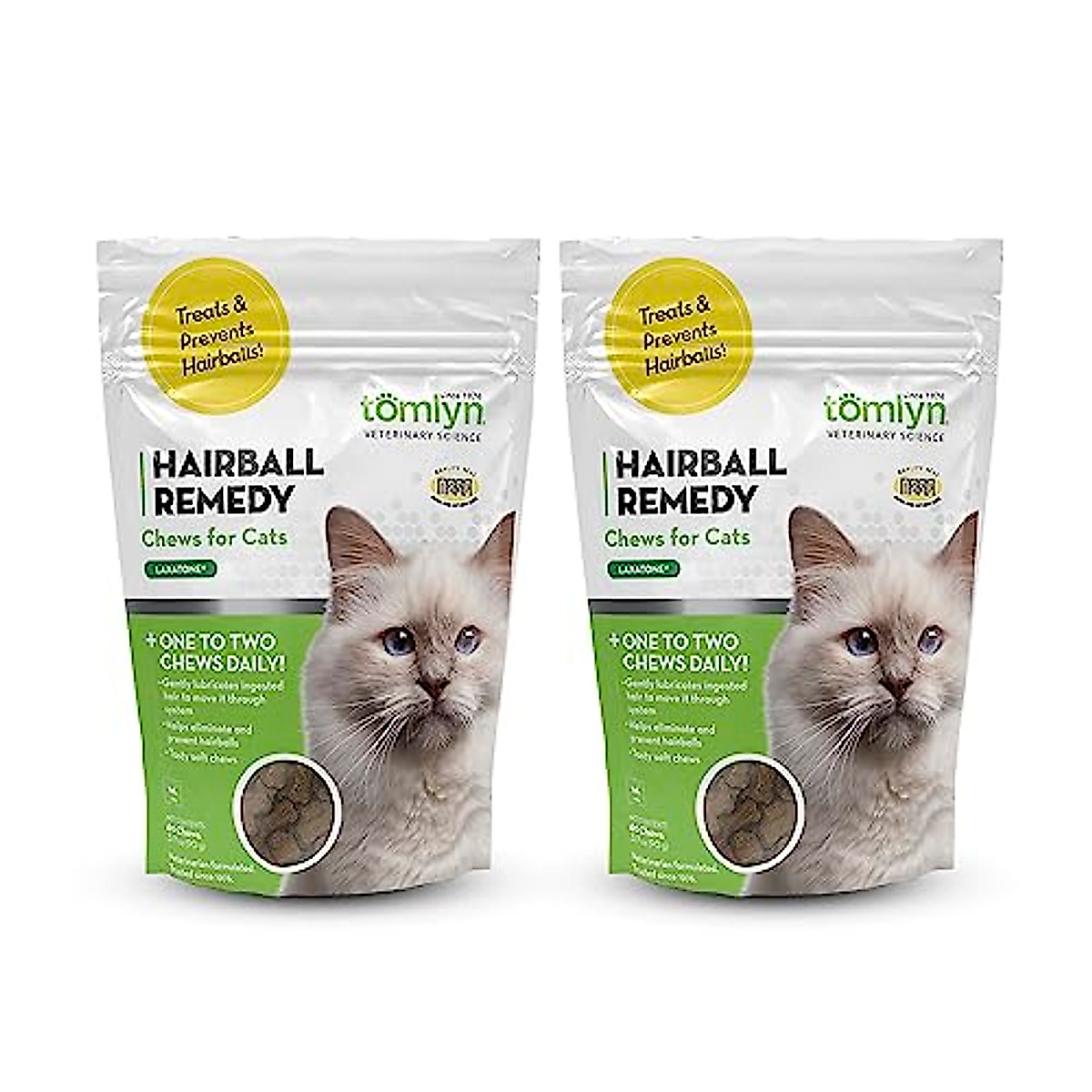 Tomlyn Laxatone Chicken-Flavor Hairball Remedy Chews for Cats and Kittens, 2-Pack