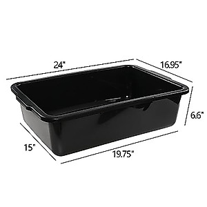 Uumitty Black Commercial Bus Tubs, 32 L Plastic Bus Box/Wash Basin, 4 Packs