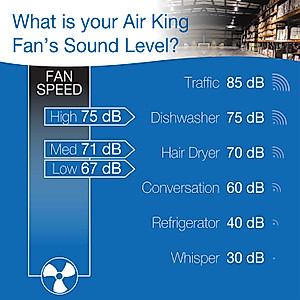 Air King 9035 30-Inch Industrial Grade Oscillating Wall Mount Fan, 1/4-Horsepower, Black Finish