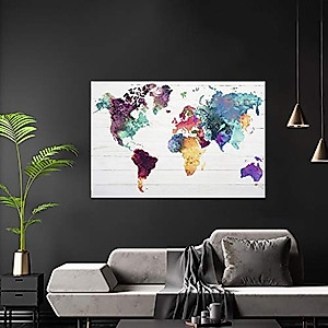 World map Poster The World in Watercolours (36"x24")