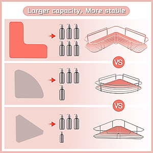 Corner Shower Caddy,4-Pack Adhesive Shower Organizer with Soap Holder,No Drilling Shower Shelves Stainless Steel Rustproof Shower Rack for Bathroom, Kitchen Storage,Pink