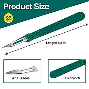 10 PCS Scalpel Blades with #11 Scalpels Surgical Blades,Disposable Blades with Protective Cover,Laboratory Blade-Lab Knives- Carving Blades with Handle-Art Blades Practicing Cutting-Crafts & More