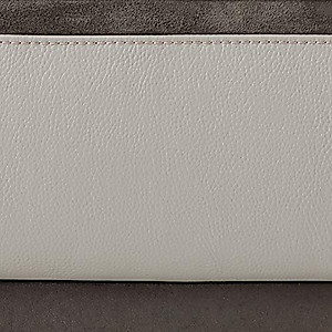 Homelegance Laertes Two-Tone Power Reclining Sofa Top Grain Leather Fabric Match, Light Grey