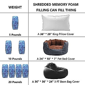 SARVODAYA 10 LBS Shredded Memory Foam Fill, Comfortable and Soft Bean Bag Stuffing Without Gel, Fluffy Bean Bag Filler for Beanbag, Dog Bed, Various Pillows, Couch Cushion, Stuffed Animal