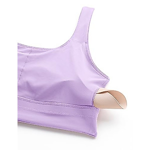 CRZ YOGA Butterluxe Womens U Back Sports Bra - Scoop Neck Padded Low Impact Workout Yoga Bra with Built in Bra Elfin Purple Medium