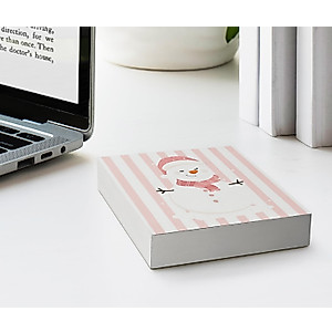 EIONEY Christmas Desk Decor Wooden Box Sign, Snowman Pink Vertical Grain Table Wooden Box Sign Decor, Christmas Wooden Desk Decor for Home Bedroom Kitchen Shelf Tabletop Decor, 5 x 5 Inches