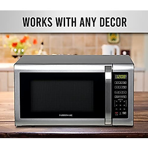 Farberware Countertop Microwave 1100 Watts, 1.6 cu ft - Microwave Oven With LED Lighting and Child Lock - Perfect for Apartments and Dorms - Easy Clean Brushed Stainless Steel
