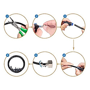 Misting Cooling System,10 Stainless Steel Mist Nozzles 10 Connector Outdoor Cool Mister for Patio Garden Umbrellas Greenhouse Fan Trampoline Waterpark, 1/4" Misting Hose NOT Included