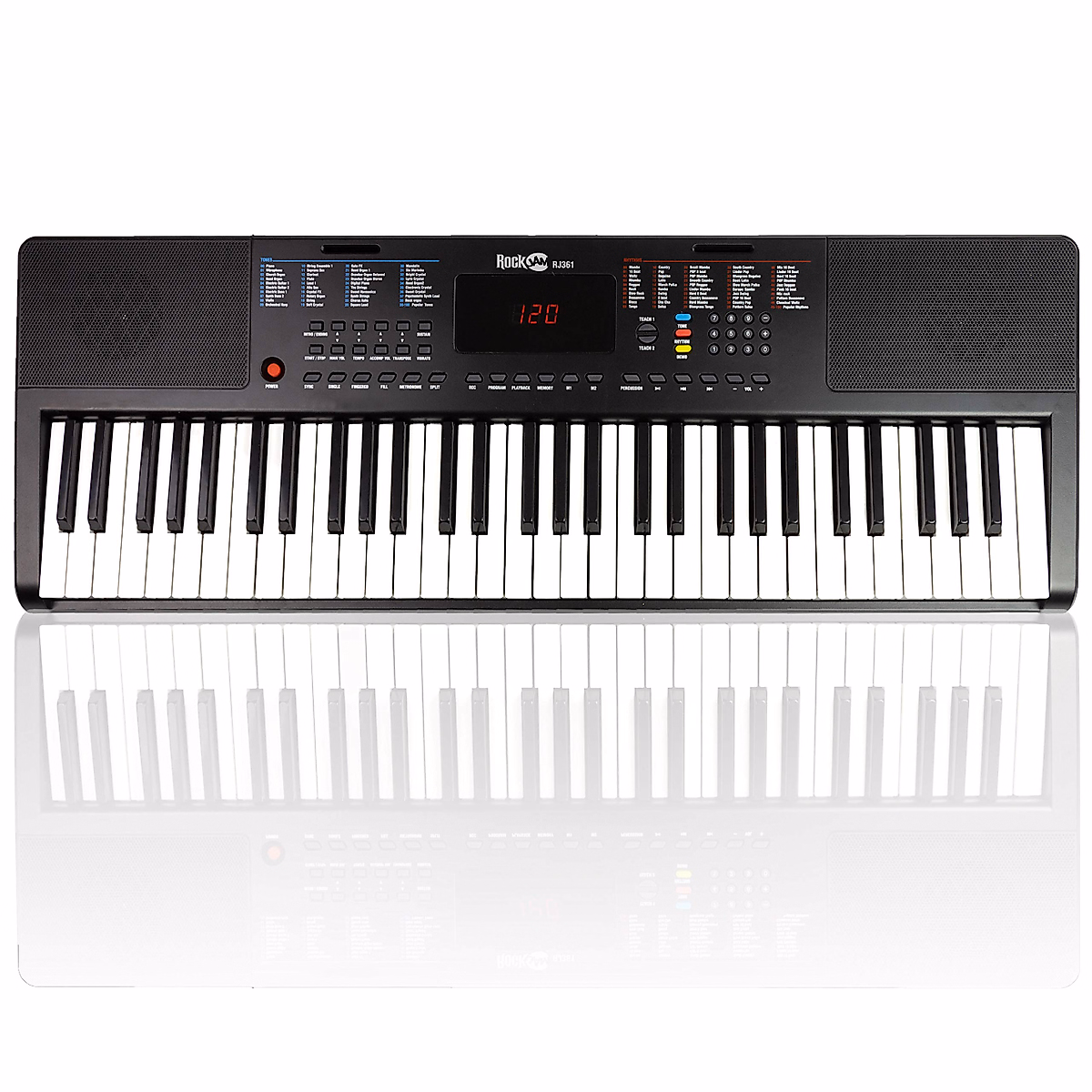 RockJam 61 Key Keyboard Bundle with Stand, Power Supply & Accessories