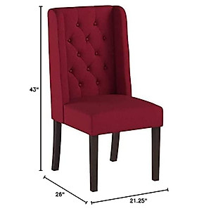 Christopher Knight Home Blythe Tufted Fabric Dining Chairs, 2-Pcs Set, Deep Red / Brown