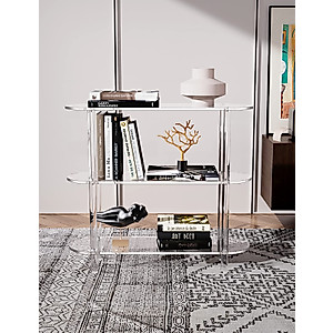 solaround Clear Bookshelf, Acrylic Bookcase with Open Book Shelf Console Table for Entryway Office Living Room Bedroom (3 Tier Clear)
