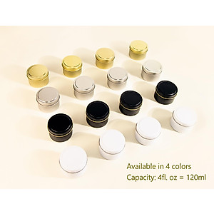 Black Candle Tins 4oz, Bulk Candle Making Tins 24 Piece Candle Containers, Wholesale Candle Jars for Candle Making - More Color Available (Black)