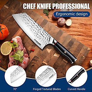 Freelander Chef Knife, 7.72 Inch High Carbon Meat Cleaver Knife, Professional Japanese Stainless Steel Knife for Meat and Vegetables - Ergonomic Handle for Home and Kitchen