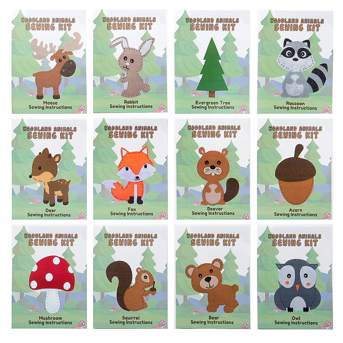 Dezzy's Workshop Sewing Kit for Kids - Woodland Animals Kids Sewing Kit - Make Your Own Stuffed Animal Kit - Felt Stitch Art and Craft Toys for Boys and Girls - Childrens DIY Crafting and Sewing