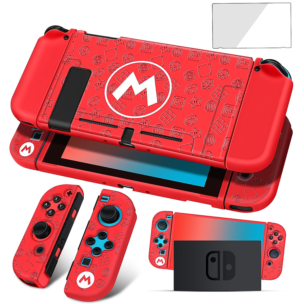 oqpa for Nintendo Switch Case Cute Kawaii Cartoon Design Cover, Fun Funny Fashion Cool Switch Game Shell for Girls Kids Women Screen Protector Glass + IMD Hard Cases for Nintendo Switch (Malio)