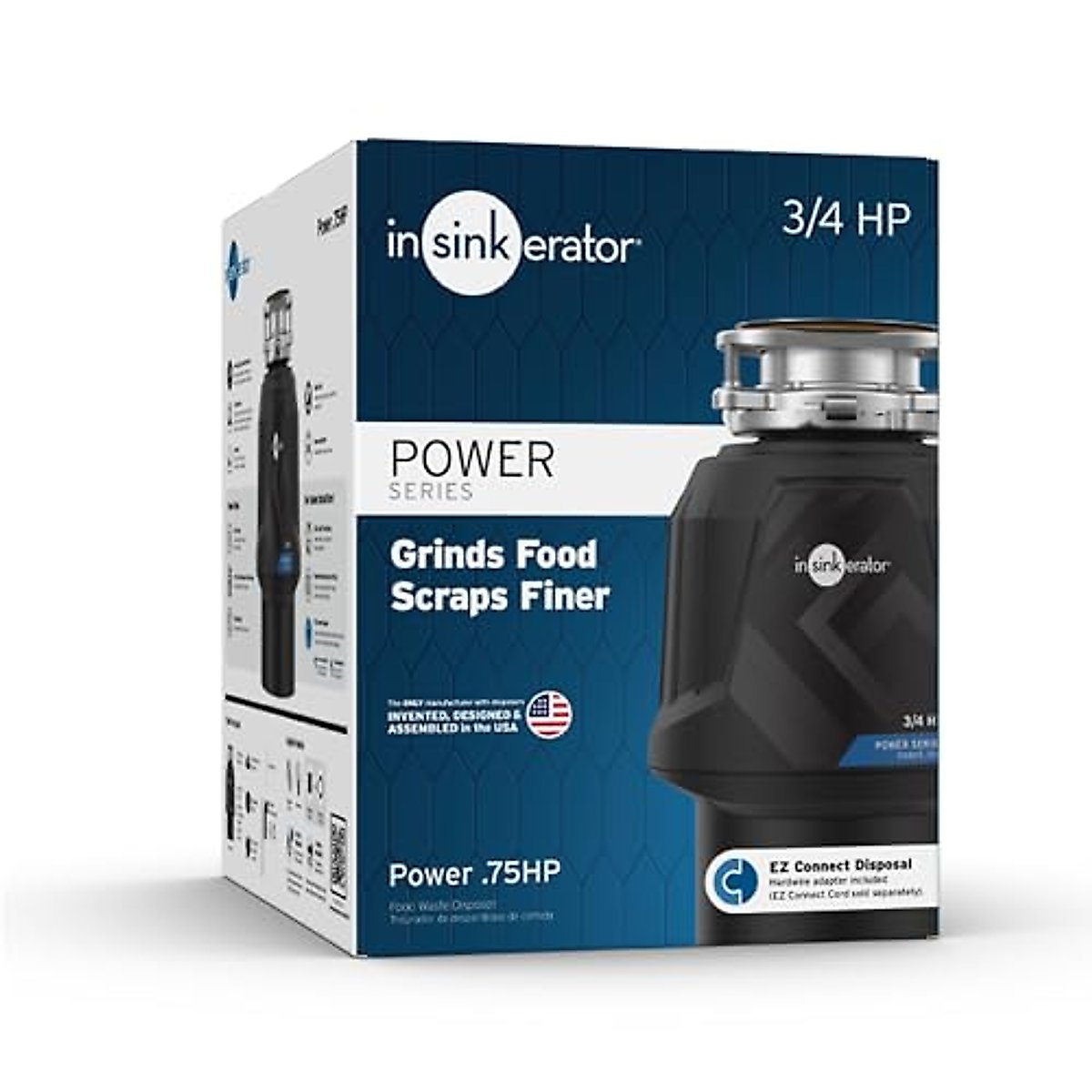 InSinkErator Power .75HP, 3/4 HP Garbage Disposal, Power Series EZ Connect Continuous Feed Food Waste Disposer, Black