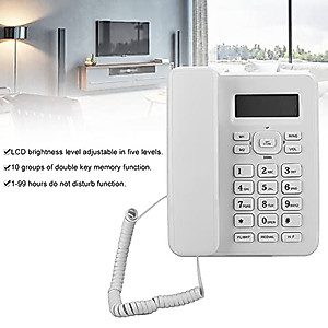 Eboxer Corded Telephone, Large Button Business Landline Phone, DTMF FSK Dual System, with LCD Screen Display, 16 Ringtones, for Household Hotel Domestic Home Office, White