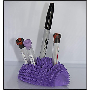 Schaller Industries Test Tube Rack – Vertical Storage Tube Organizer for 13mm - Test Tube Holder Rack and Vial Holder – Glass Tube Drying Rack, Fun Hedgehog Design - Holds 12 Tubes - Grape