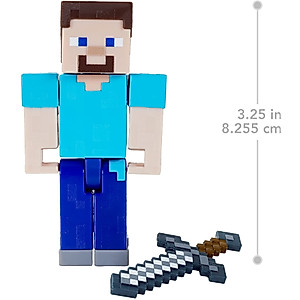 Mattel Minecraft Craft-A-Block Biome Builds Steve Figure, Authentic Pixelated Video-Game Character, Action Toy to Create, Explore and Survive, Collectible Gift for Fans Age 6 Years and Older