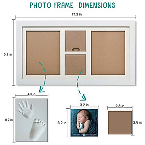 Baby Hand and Footprint Kit, Baby Picture Frame Kit, Baby Nursery Memory Art Kit Frames,1200 Grams of Clay - Best Baby Shower Gifts for Newborn, Twin Babies, New Mom Gift Set.