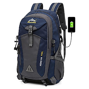 KDFJ Camping Backpack Hiking Waterproof Trekking Bag Outdoor Travel Rucksack Cycling Mountaineering Backpacks-Deep Blue_40L
