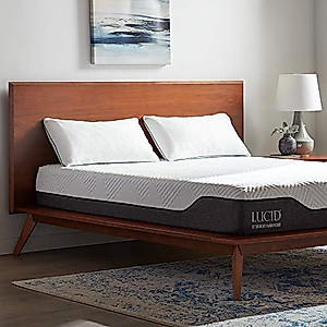 LUCID 4 Inch Down Alternative and Gel Memory Foam Mattress Topper, King, White & Premium Shredded Memory Foam Pillow-Hypoallergenic-Adjustable Loft-2 Pack, Standard (Pack of 2), White 2 Count