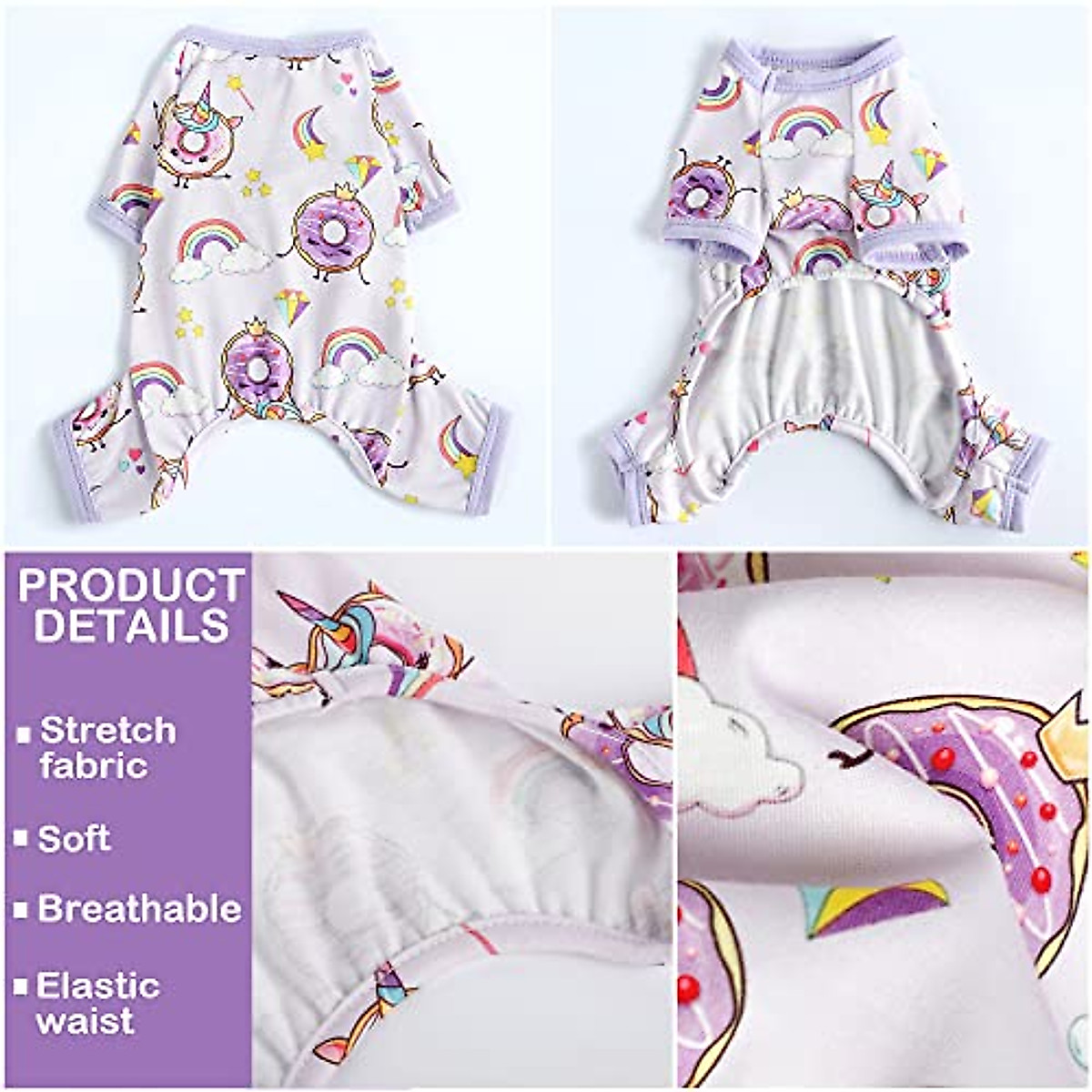Dog Pajamas Donut Soft Doggie Onesies Puppy Apparel Pet Clothes Cat Pjs for Small Dog Girl Summer Spring