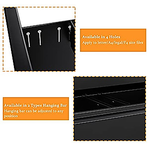 VINGLI Wide Lateral 2 Drawer File Cabinet with Lock, Metal File Cabinets for Home Office, Black File Cabinet Printer Stand for Hanging Letter/Legal Size File Folders with Tabs, Easy Assembly Required
