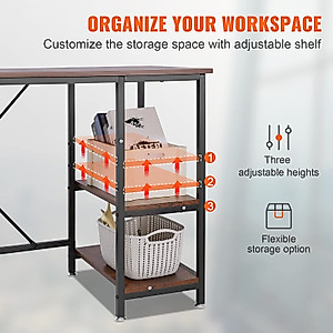 VEVOR L Shaped Computer Desk 54' Corner Desk with Storage Shelves & CPU Stand Corner Computer Desk Gaming Desk for Home Office Workstation Rustic Brown