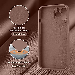 Cordking Designed for iPhone 13 Pro Case, Silicone Full Cover [Enhanced Camera Protection] Shockproof Protective Phone Case with [Soft Anti-Scratch Microfiber Lining], 6.1 inch, Light Brown