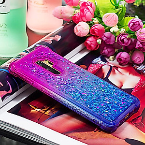 ONV Silicone Case Compatible with Samsung Galaxy S9 Plus - Shinny Color Phone Case Shock Absorb with Flow Sand Bumper Anti-Drop Soft Ultra Shell for Samsung Galaxy S9 Plus Cover TPU [JB] - P&Blue