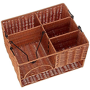 KOVOT Poly-Wicker Tabletop Cutlery Organizer | Woven Polypropylene | Measures 13.5" x 11" x 7.5"