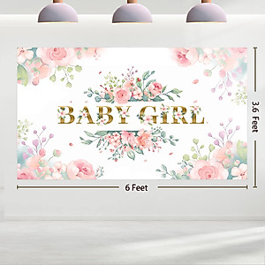 Baby Shower Decorations for Girl，242 PCS of Floral Girl Baby Shower Decorations Party Supplies with Background,Disposable Tableware（25 guests),"It's A Girl" Banner, Balloons Wreath and Tablecloth