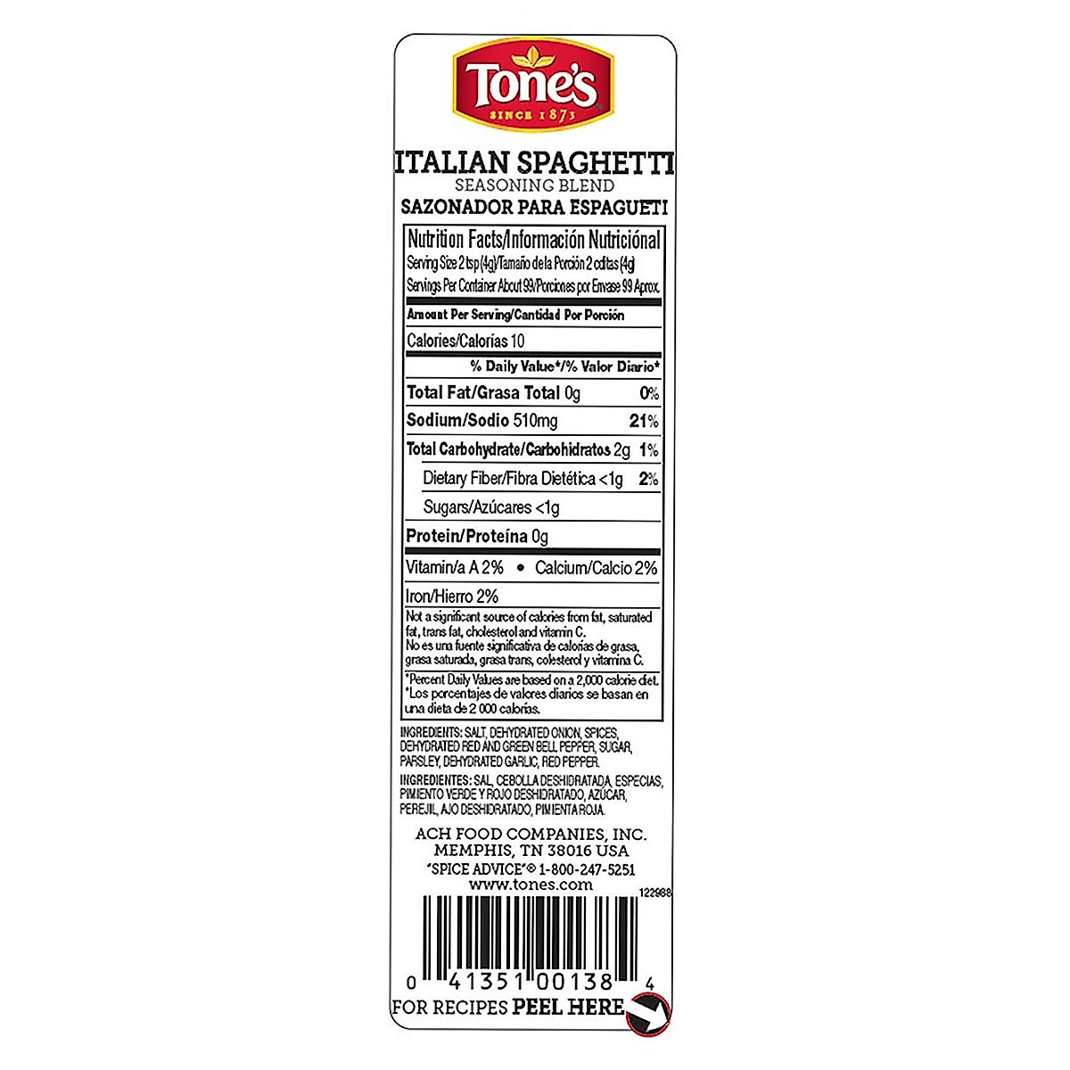 Tone's Italian Spaghetti Seasoning Blend (14 Ounce) (Pack of 2)