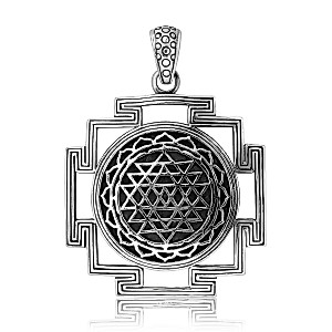 WithLoveSilver Sterling Silver Sri Yantra Chakra Sacred Geometry Talisman Pendant
