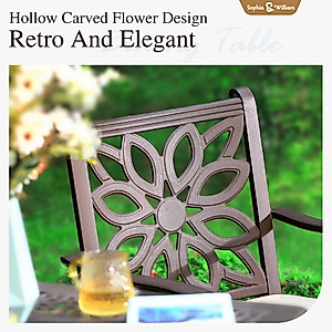 Sophia & William Cast Aluminum Patio Bar Chairs Set of 2, Bar Height Swivel Outdoor Bar Stools Chairs, Counter Height Outdoor Barstools, Brown, Load Capacity: 350 lbs