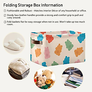 NFMILI Gummy Bear Storage Basket, Fabric Storage Cubes Bins, Open Home Storage Bins with Handles, Foldable Cubes Closet Organizer Boxes 14.2 x 10.2 x 8.3 in (Large - 2 Pack)